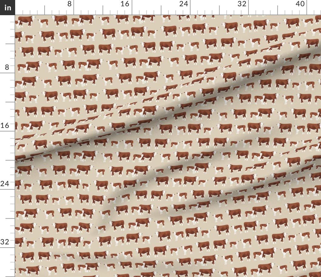 Spoonflower Fabric - Hereford Cattle Calf Farm Cow Cows Animals Sand Country Pet Portrait Printed on Petal Signature Cotton Fabric by The Yard - Sewing Quilting Apparel Crafts Decor