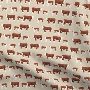 Spoonflower Fabric - Hereford Cattle Calf Farm Cow Cows Animals Sand Country Pet Portrait Printed on Petal Signature Cotton Fabric by The Yard - Sewing Quilting Apparel Crafts Decor