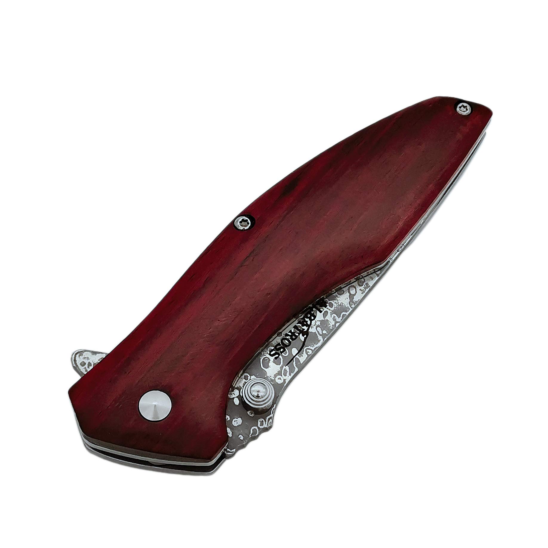 ALBATROSS Pocket Knife Red sandalwood 7.25" Modern Damascus Steel Knife Frame Lock Folding Knife Gift Box - HGDK021