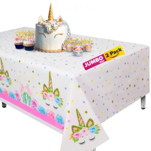 extra-large 2 packs unicorn tablecloth, unicorn table cloth for birthday party, 108”x54” disposable table cover, ideal party supplies for unicorn themed baby shower and birthday decoration for girls