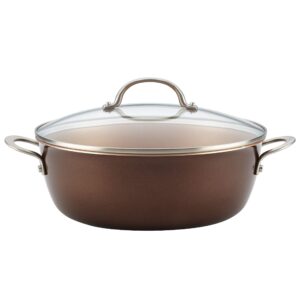 ayesha curry kitchenware ayesha curry home collection nonstick stock pot/stockpot with lid, 7.5 quart, brown sugar