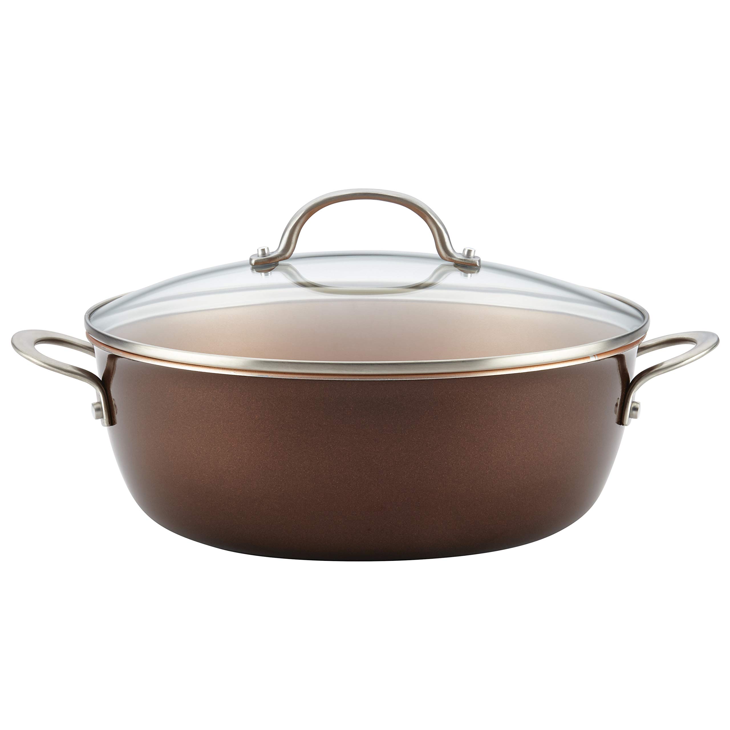 Ayesha Curry Kitchenware Ayesha Curry Home Collection Nonstick Stock Pot/Stockpot with Lid, 7.5 Quart, Brown Sugar