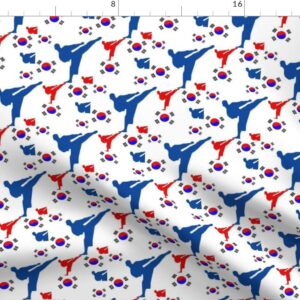 Spoonflower Fabric - Martial Arts Karate Red White Blue Printed on Petal Signature Cotton Fabric by The Yard - Sewing Quilting Apparel Crafts Decor