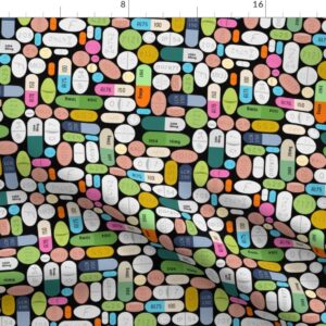 Spoonflower Fabric - Black Green White Pills Medicine Capsules Prescription Pharmacy Printed on Petal Signature Cotton Fabric by The Yard - Sewing Quilting Apparel Crafts Decor