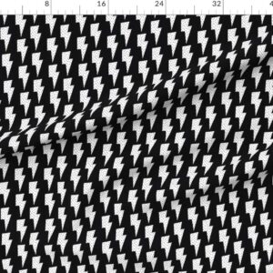 Spoonflower Fabric - Black White Storm Weather Lightning Rain Raindrops Printed on Petal Signature Cotton Fabric by The Yard - Sewing Quilting Apparel Crafts Decor