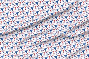 spoonflower fabric - martial arts karate red white blue printed on petal signature cotton fabric by the yard - sewing quilting apparel crafts decor