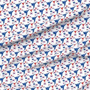 Spoonflower Fabric - Martial Arts Karate Red White Blue Printed on Petal Signature Cotton Fabric by The Yard - Sewing Quilting Apparel Crafts Decor