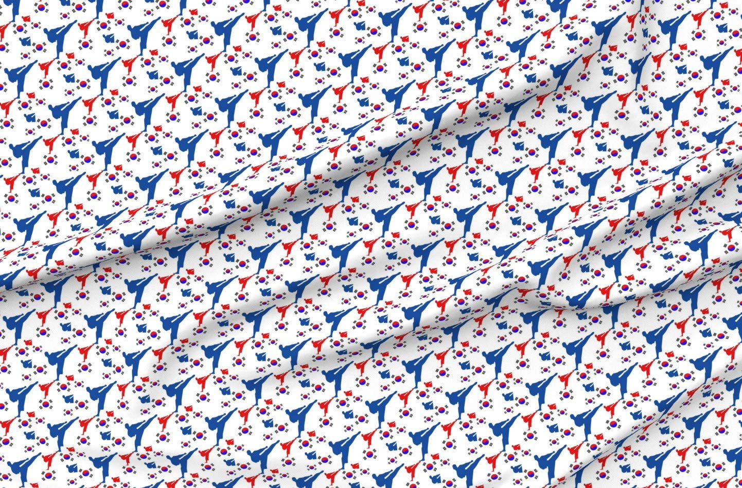 Spoonflower Fabric - Martial Arts Karate Red White Blue Printed on Petal Signature Cotton Fabric by The Yard - Sewing Quilting Apparel Crafts Decor