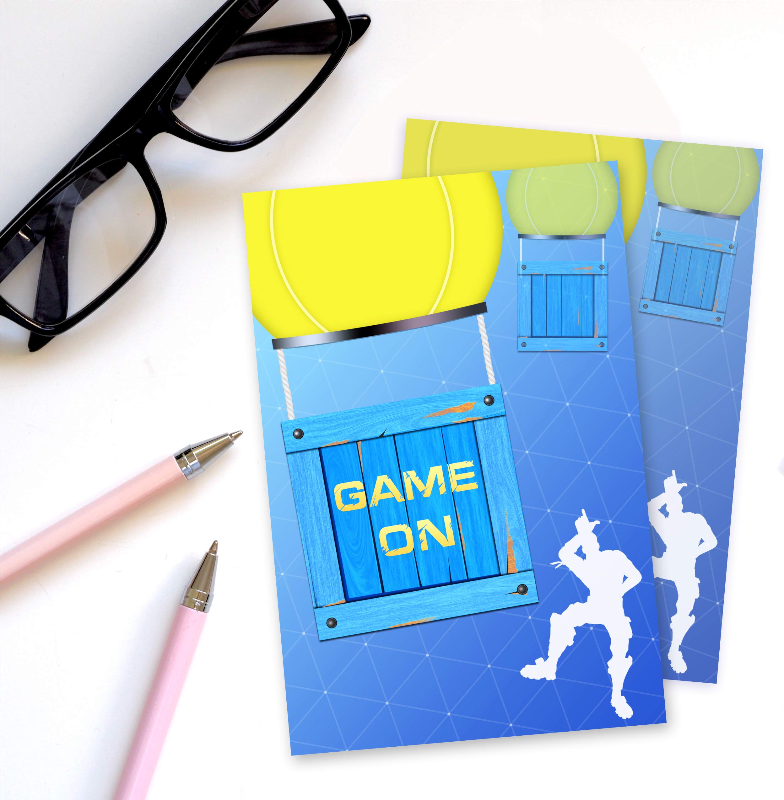 Yangmics Direct 30 Pack Gaming Party Invitations with Envelops - Video Game Invitations for Kids Boys - Video Game Party Supplies