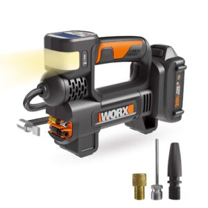 worx wx092l 20v 2.0ah 2 in 1 cordless inflator battery and charger included, max. 10 bar, digital pressure display