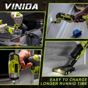 VINIDA 2Pack 18V 9.0Ah High Capacity Replacement for Ryobi 18V Battery Lithium P108 P105 P102 P103 P107 P109 P104 P122 Cordless Tools Battery Pack