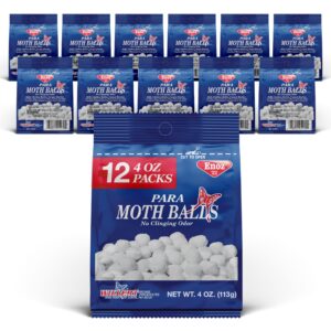 enoz para moth balls, kills clothes moths and carpet beetles, no clinging odor, use for storage, 4 oz