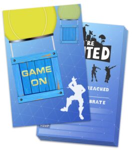 yangmics direct 30 pack gaming party invitations with envelops - video game invitations for kids boys - video game party supplies