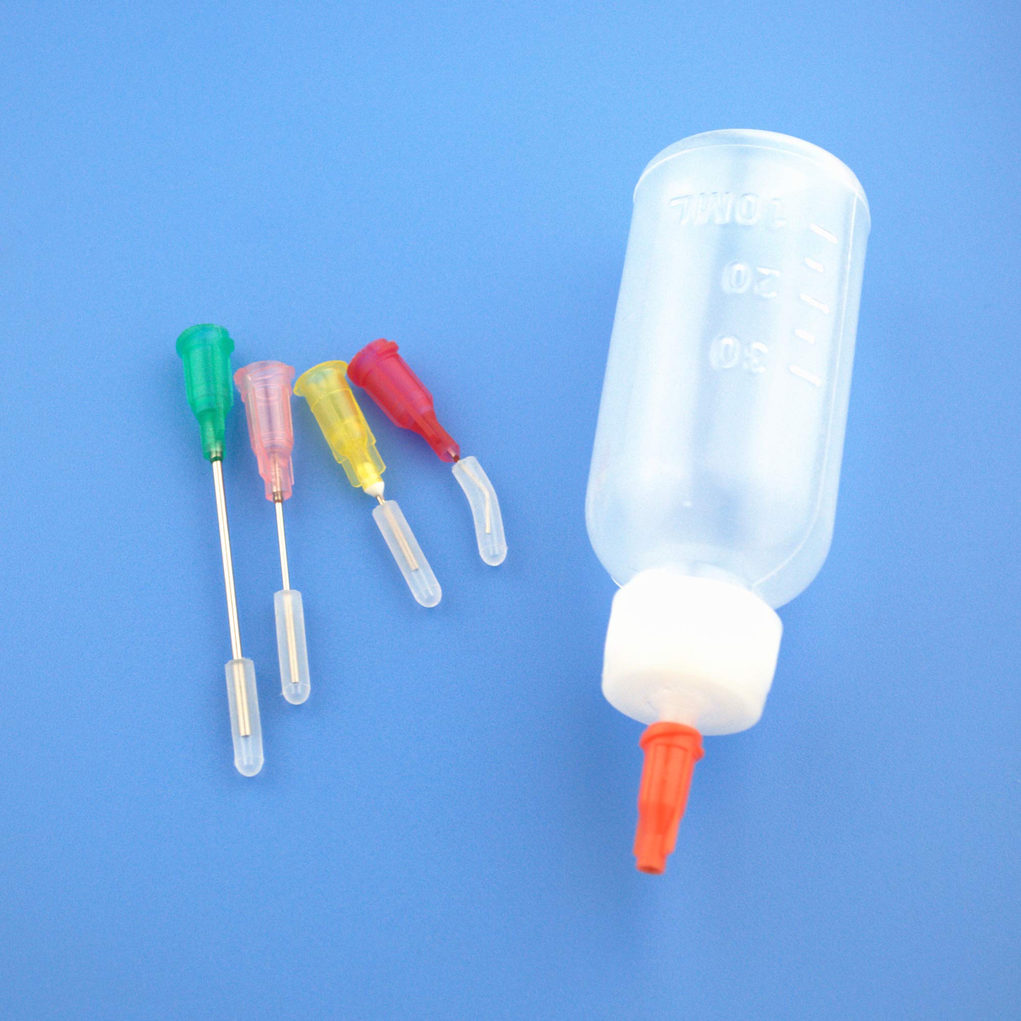 6Pcs Injection Squeeze Bottle with 15Pcs Dispensing Needles and 12Pcs Cap (30ml+50ml)