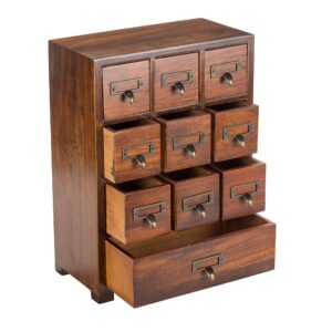 primo supply library card catalog solid wood small curio cabinet l retro storage organizer apothecary drawer dresser l thread coin trading card storage shelf | tall - fully assembled