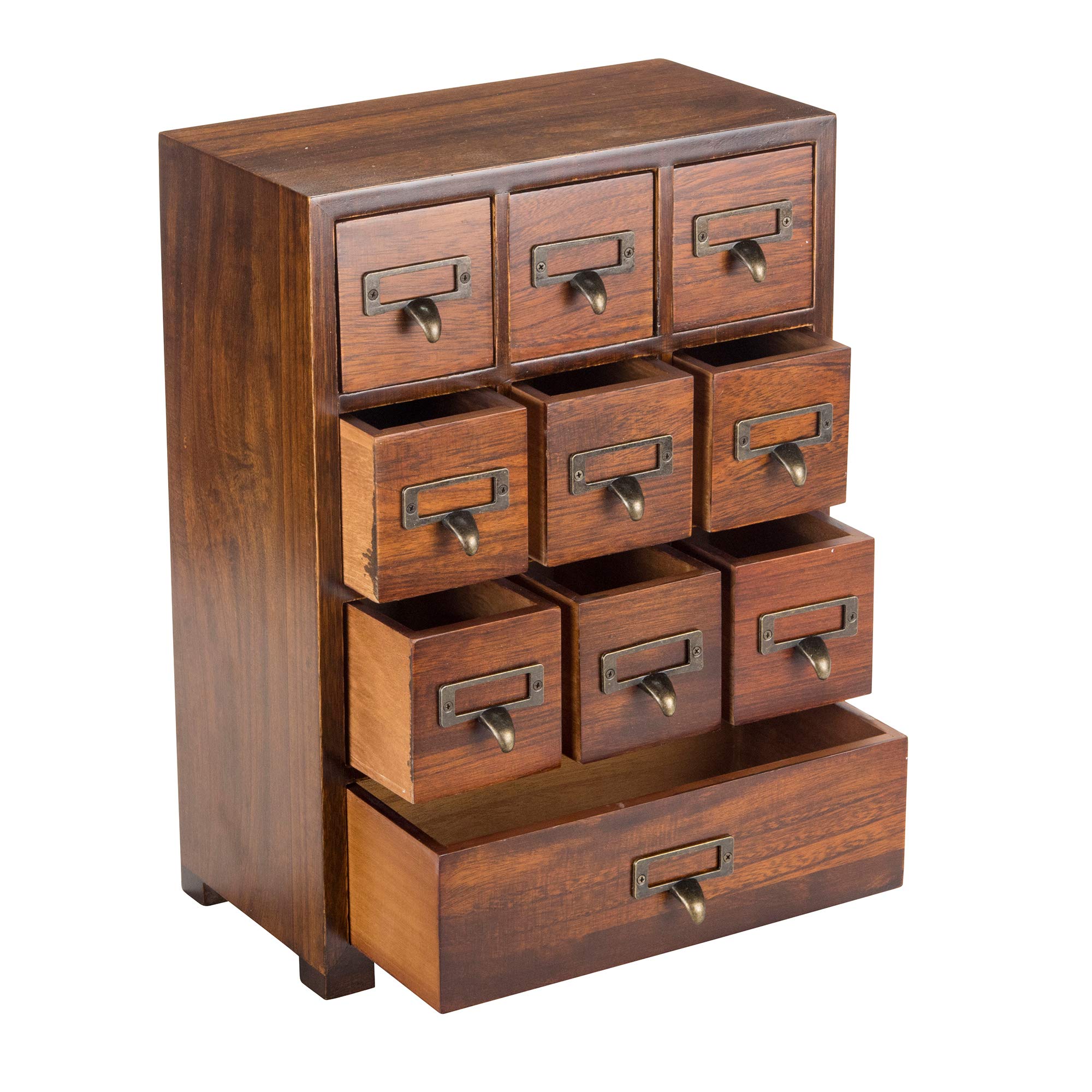 Primo Supply Library Card Catalog Solid Wood Small Curio Cabinet l Retro Storage Organizer Apothecary Drawer Dresser l Thread Coin Trading Card Storage Shelf | Tall - Fully Assembled