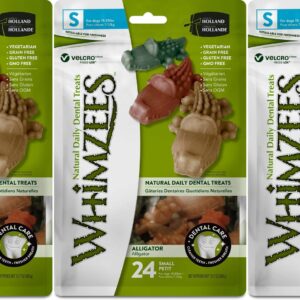 Whimzees 3 Pack of Alligator Dog Dental Chews, 24 Treats each