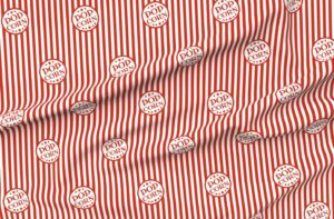 spoonflower fabric - popcorn, movie, box, stripes, red, white, theater, vintage, fair, printed on petal signature cotton fabric by the yard - sewing quilting apparel crafts decor