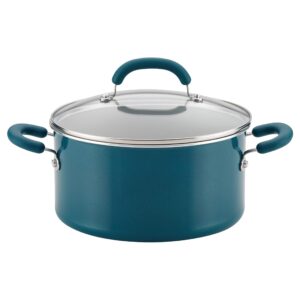 rachael ray create delicious nonstick stock pot/stockpot with lid - 6 quart, blue