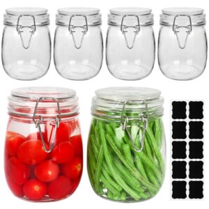 25 oz 6 pack clear glass jars with airtight lids and leak proof rubber gasket, 750ml wide mouth storage containers preserving jars, mason jars with hinged lids for kitchen storage canisters