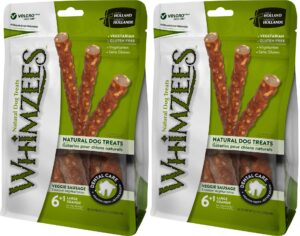 whimzees natural dog treats - veggie sausage sticks large - 7 pack - (dogs 40-60 lbs) - pack of 22