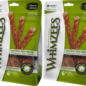 Whimzees Natural Dog Treats - Veggie Sausage Sticks Large - 7 Pack - (Dogs 40-60 lbs) - Pack of 22