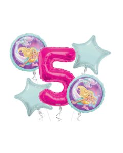 mermaid happy birthday balloon bouquet 5 pc, 5th birthday, | viva party balloon collection