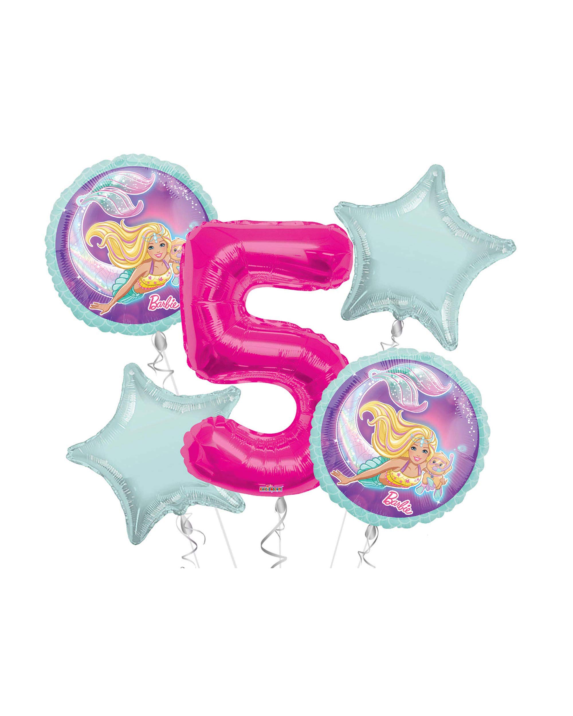 Mermaid Happy Birthday Balloon Bouquet 5 pc, 5th Birthday, | Viva Party Balloon Collection