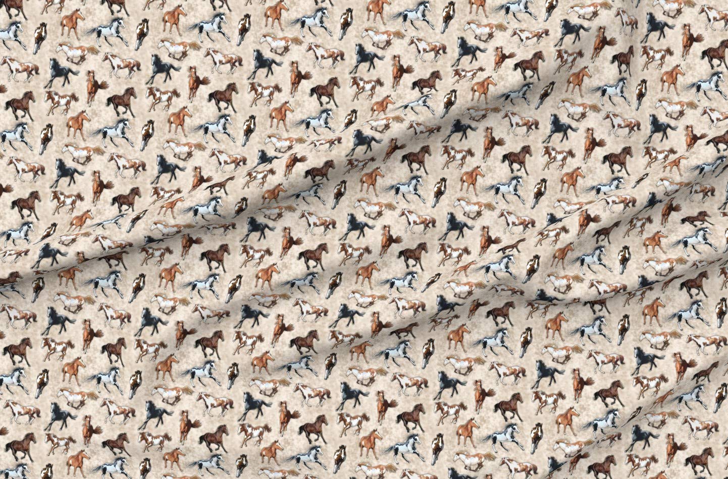 Spoonflower Fabric - Paint Horses Tan Brown Animals Horse Printed on Petal Signature Cotton Fabric by The Yard - Sewing Quilting Apparel Crafts Decor