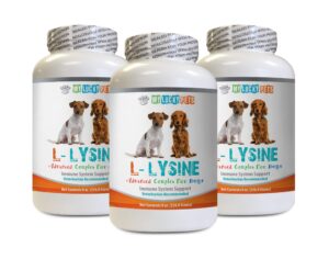 my lucky pets llc amino acids for dogs - dog lysine powder - pure powder form - immune system support - vet recommended - dog food enzymes - 3 bottle (24oz 680.4 grams)