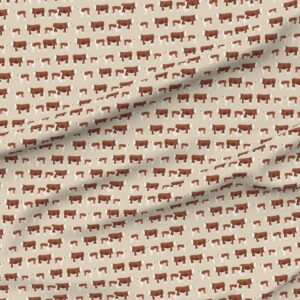 Spoonflower Fabric - Hereford Cattle Calf Farm Cow Cows Animals Sand Country Pet Portrait Printed on Petal Signature Cotton Fabric by The Yard - Sewing Quilting Apparel Crafts Decor