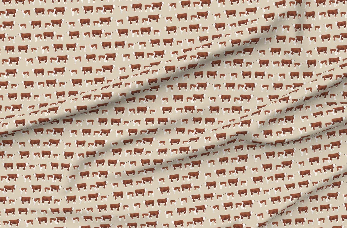 Spoonflower Fabric - Hereford Cattle Calf Farm Cow Cows Animals Sand Country Pet Portrait Printed on Petal Signature Cotton Fabric by The Yard - Sewing Quilting Apparel Crafts Decor