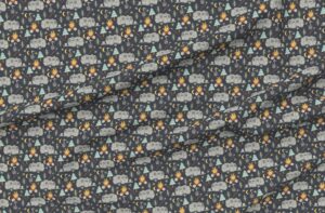 spoonflower fabric - retro camping camper campfire fireflies coffee outdoors printed on petal signature cotton fabric by the yard - sewing quilting apparel crafts decor