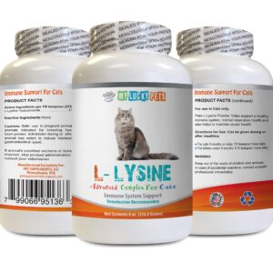 MY LUCKY PETS LLC Amino Acid Supplement for Cats - CAT L-LYSINE Powder - Immune System Booster - Eye Health - Vet Recommended - Natural - Anti inflammatory for Cats - 1 Bottle (8 OZ)