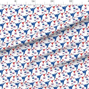 Spoonflower Fabric - Martial Arts Karate Red White Blue Printed on Petal Signature Cotton Fabric by The Yard - Sewing Quilting Apparel Crafts Decor