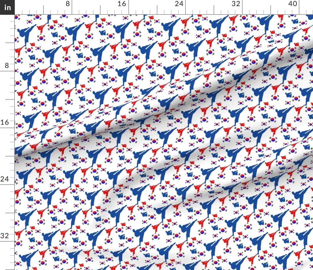 Spoonflower Fabric - Martial Arts Karate Red White Blue Printed on Petal Signature Cotton Fabric by The Yard - Sewing Quilting Apparel Crafts Decor