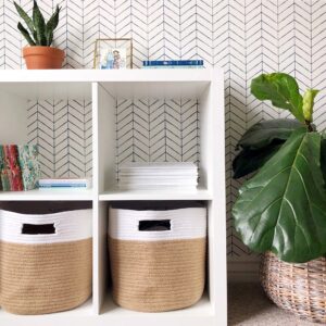 Chloe and Cotton Storage Cubes, Bins, Basket Organizer | Fits 13" x 13" Storage Shelves | Stylish Woven Rope Shelf Basket | Laundry Room Storage