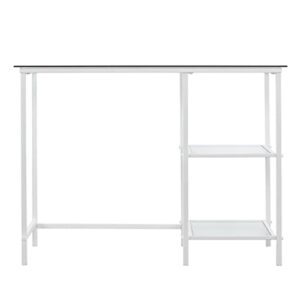 SEI Furniture Layton Metal/Glass Student Desk, White