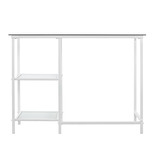 SEI Furniture Layton Metal/Glass Student Desk, White