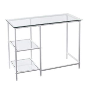 SEI Furniture Layton Metal/Glass Student Desk, White