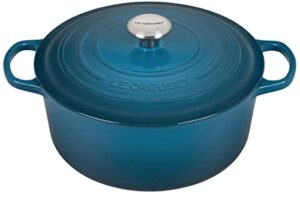 le creuset enameled cast iron signature round dutch oven, 7.25 qt., deep teal