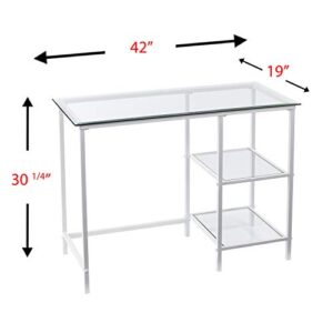 SEI Furniture Layton Metal/Glass Student Desk, White