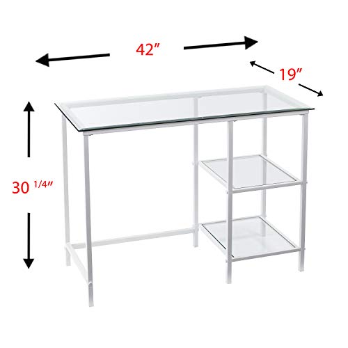 SEI Furniture Layton Metal/Glass Student Desk, White