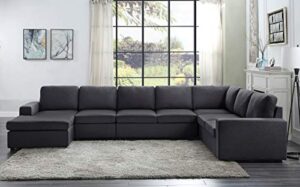 lilola home tifton modular sectional sofa with reversible chaise in dark gray linen