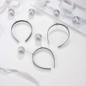 Honoson 3 Pieces Alien Headband with Silver Martian Antenna and Alien Ears for Halloween Party Costume Accessory