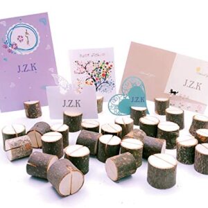 JZK 30 x Real Wood Wedding Table Number Holders Name Card Photo memo Place Card Holder Stand for Rustic Theme Wedding Christmas Birthday Garden BBQ Party