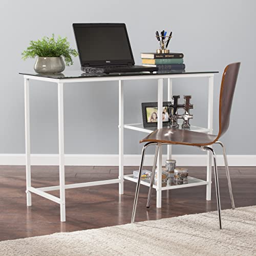 SEI Furniture Layton Metal/Glass Student Desk, White