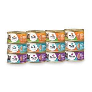 nulo freestyle cat and kitten minced wet canned food, premium all natural grain-free shredded wet cat food, protein-rich with omega 6 and 3 fatty acids to support skin health and soft fur