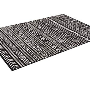 HOMEGNOME Indoor Outdoor Distressed Bohemian Area Rug (8'x10', Black)