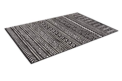 HOMEGNOME Indoor Outdoor Distressed Bohemian Area Rug (8'x10', Black)